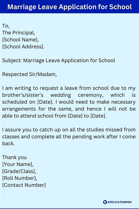9 Samples Marriage Leave Application