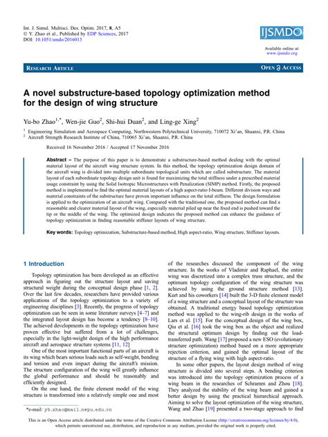 Pdf A Novel Substructure Based Topology Optimization Method For The Design Of Wing Structure