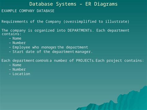 Ppt Database Systems Er Diagrams Example Company Database