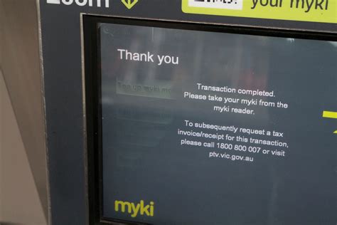 Top Up Your Myki Message Burnt Into The Lcd Screen Of A Myki Machine
