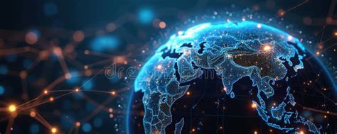 Stunning Digital Visualization Of Global Network Earth Globe Illuminated Continents Vibrant