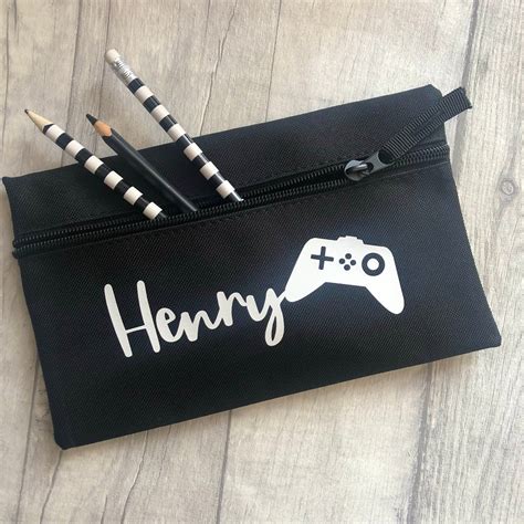 Personalised Gamer Controller School Pencil Case Alphabet Bespoke Creations