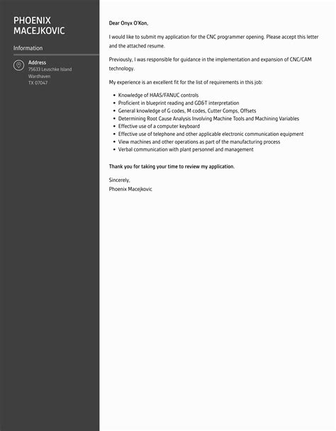 Cnc Programmer Cover Letter Velvet Jobs