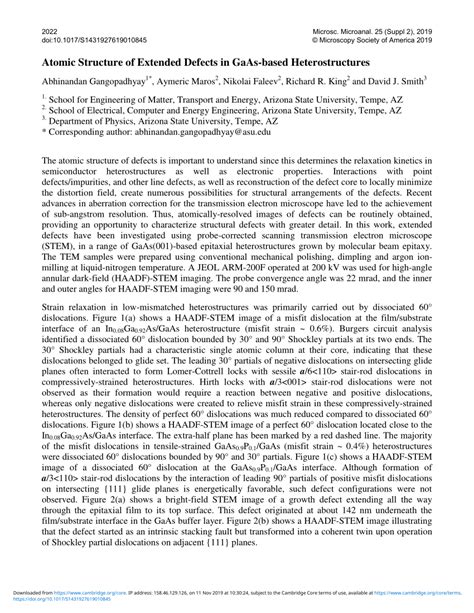 Pdf Atomic Structure Of Extended Defects In Gaas Based Heterostructures