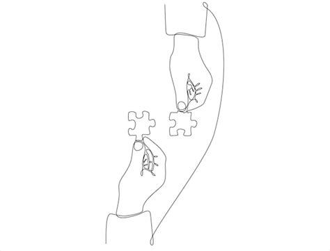 Premium Vector Hand Drawn Continuous Line Merge Two Pieces Puzzle Premium Vector