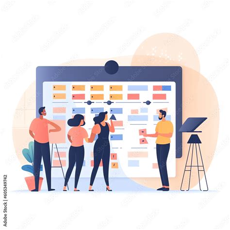 AI Generated Agile Software Development Team Seamlessly Adjusting Project Roadmap Showcasing