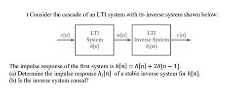 Solved Consider The Cascade Of An LTI System With Its Chegg Com