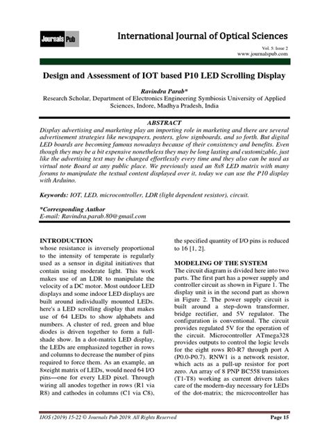 Design And Assessment Of Iot Based P10 Led Scrolling Display Pdf