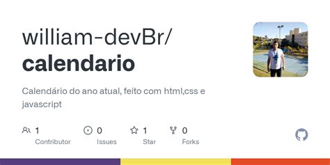 Github William Devbr Calendario Calend Rio Do Ano Atual Feito Html Css E Javascript