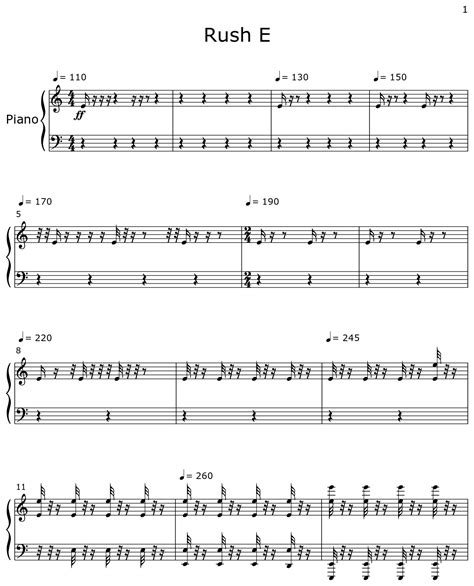 Rush E Sheet Music For Piano