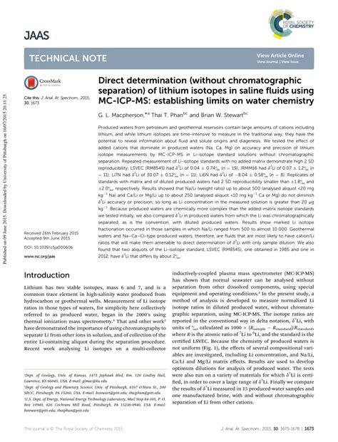 Pdf Direct Determination Without Chromatographic Separation Of