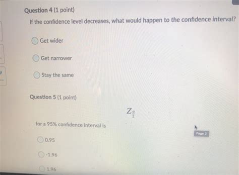 Solved Question 4 1 Point If The Confidence Level