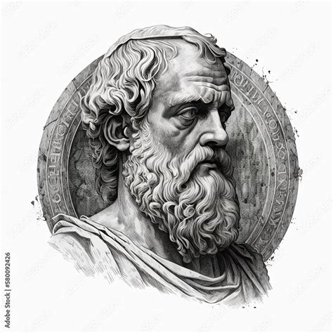 Ancient Greek Philosopher Plato Created With Generative AI Technology Stock Illustration