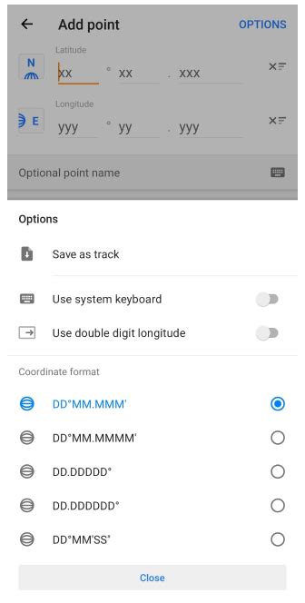 Coordinates Input Osmand
