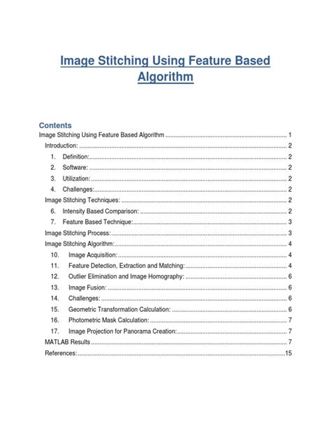 image stitching using feature based algorithm pdf computer graphics
