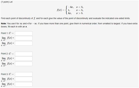 Solved 1 Point Let Find Each Point Of Discontinuity Of F