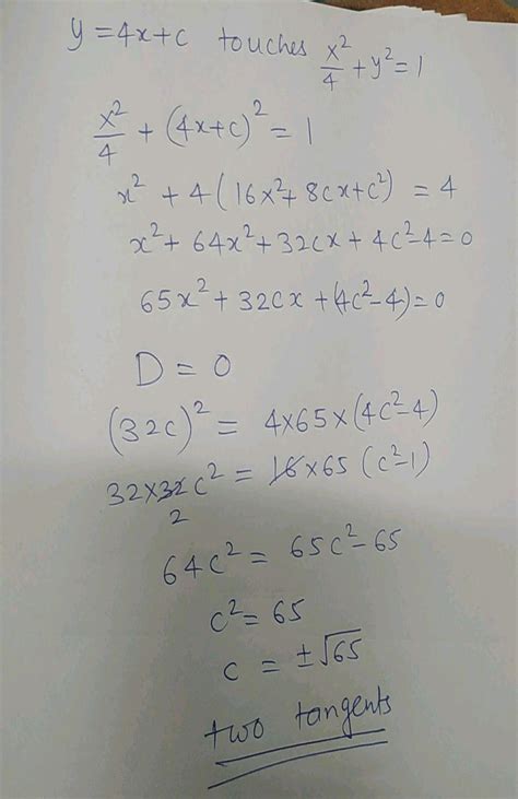 the number of values of c such that y 4 x ntouches frac