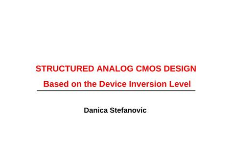 PDF STRUCTURED ANALOG CMOS DESIGN Based On The PDF FileSTRUCTURED ANALOG CMOS DESIGN