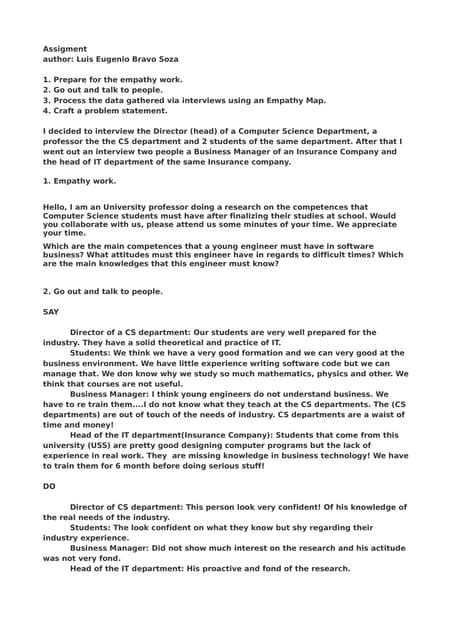 Assignment 1 Author Luis Eugenio Bravo Soza Empathize And Define