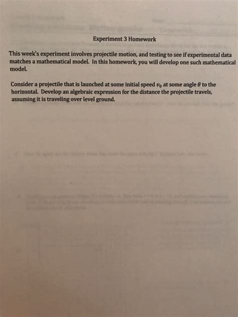 Solved This Week S Experiment Involves Projectile Motion Chegg