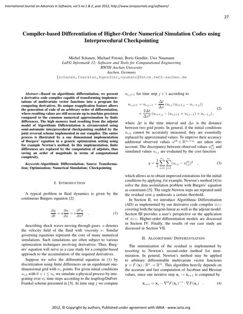 Pdf Compiler Based Differentiation Of Higher Order Numerical Simulation Codes Using