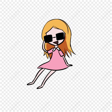 소녀는 머리 노란 선글라스 Png 일러스트 무료 다운로드 Lovepik