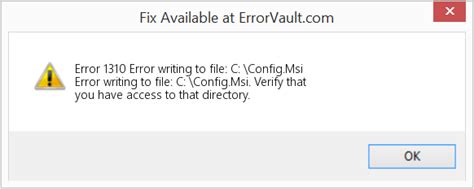 How To Fix Error 1310 Error Writing To File C Config Msi Error
