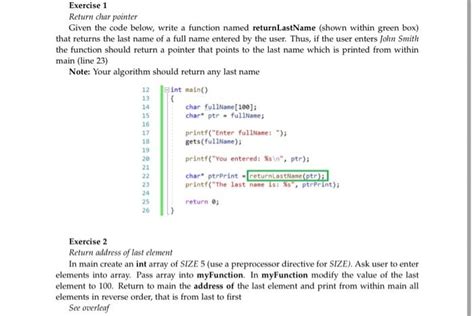 Solved Exercise 1 Return Char Pointer Given The Code Below