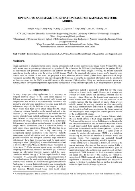 Pdf Optical To Sar Image Registration Based On Gaussian Mixture Model