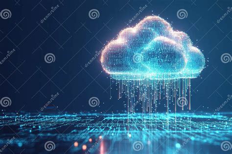 Digital Cloud Technology In Futuristic 3d Illustration With Network Connections And Code Symbols