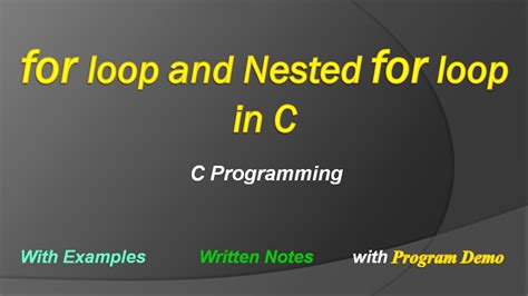 For Loop And Nested For Loop In C C Programming Youtube