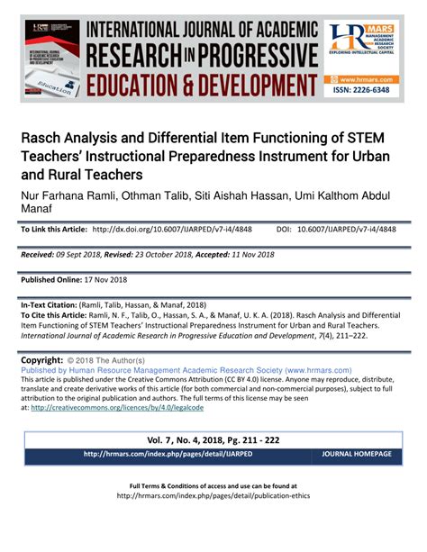 Pdf Rasch Analysis And Differential Item Functioning Of Stem Teachers Instructional