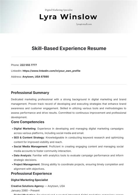 Free Skills Based Resume Templates To Edit Online And Download