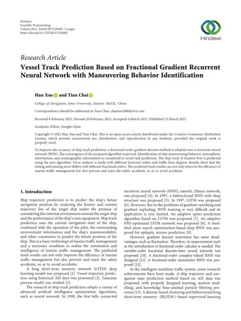 Pdf Vessel Track Prediction Based On Fractional Gradient Recurrent