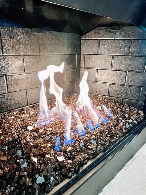 Gas Log Fireplace Converted With Fire Glass Diy My Uncommon Slice Of