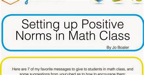 Minds On Mathematics Setting Up Positive Classroom Norms In Your Math Class