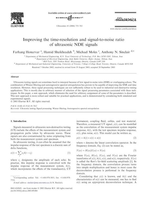 pdf improving the time resolution and signal to noise ratio of