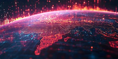 Futuristic Digital Representation Of Earth With Glowing Data Points And Network Connections