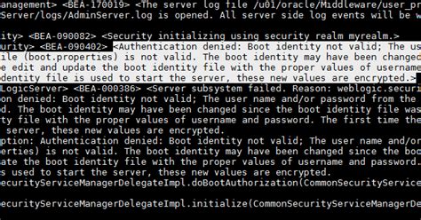 Discover Bi Bea 090402obiee Boot Identity Not Valid Authentication