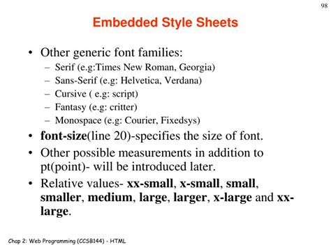 Ppt Chapter 2 Introduction To Html Part 3 Cascading Style Sheets