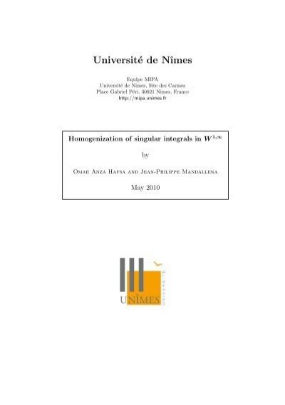 Homogenization Of Singular Integrals In W Mipa Unimes