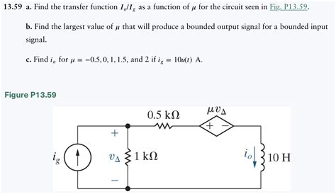 solved 13 59 a find the transfer function io ig as a