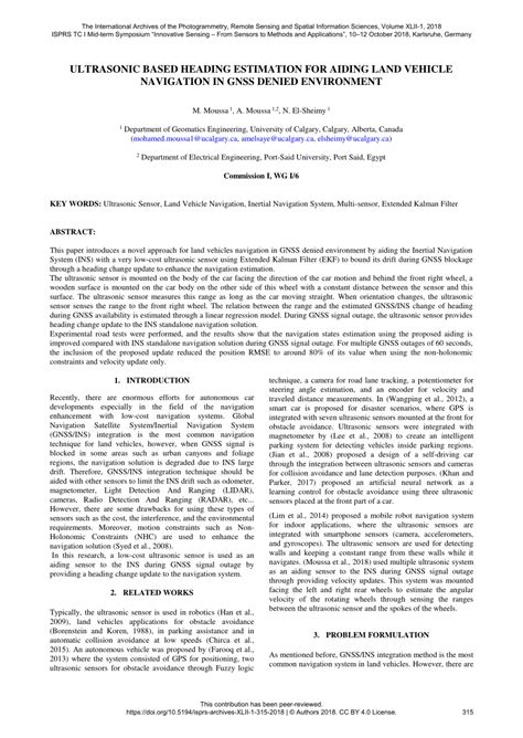 Pdf Ultrasonic Based Heading Estimation For Aiding Land Vehicle