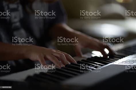 신디사이저에 뮤지션의 손 신디사이저를 연주하는 사람의 자른 이미지입니다 측면 보기 검은색에 대한 스톡 사진 및 기타 이미지 검은색 고전 양식 공연 Istock