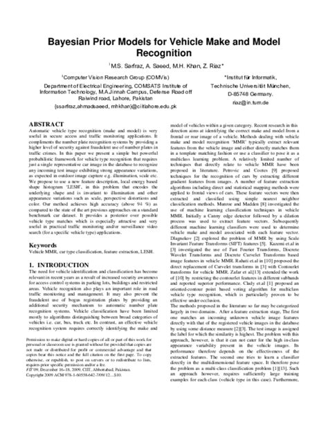 Pdf Bayesian Prior Models For Vehicle Make And Model Recognition
