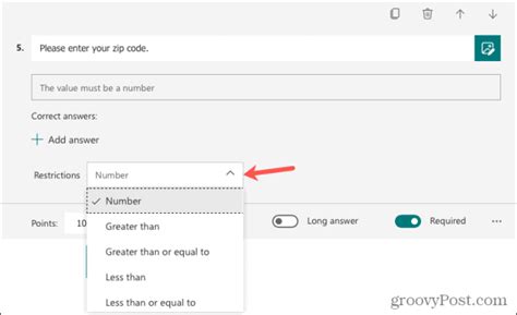 How To Use Restrictions For Questions In Microsoft Forms