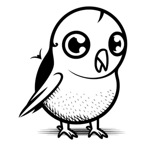 귀여운 만화 새 백색 배경에 고립 된 ⁇ 터 일러스트레이션 프리미엄 Ai 생성 벡터