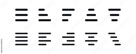 Hamburger Menu And Text Alignment Icons Flat Vector Bar Line Collection