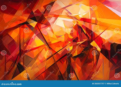 Dynamic Abstract Background With Intersecting Lines And Polygons In A Gradient Of Warm Vibrant