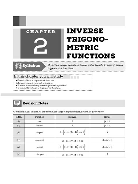 Inverse Trigonometric Functions Pdf Teaching Methods And Materials